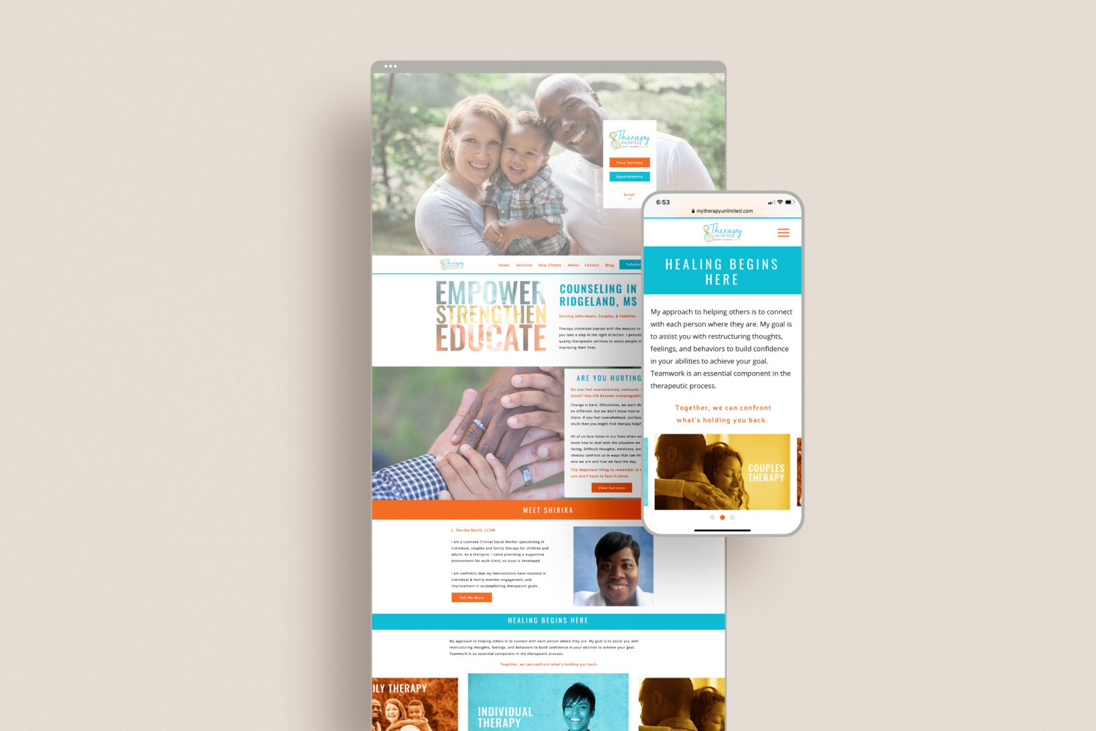 Therapist Website Design for Therapy Unlimited | mayapalmerdesigns.com