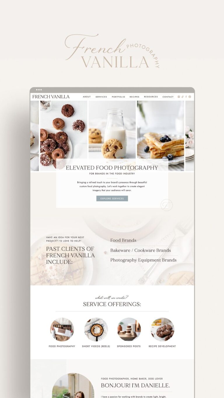 Showit Website for Food Photographer: French Vanilla ...